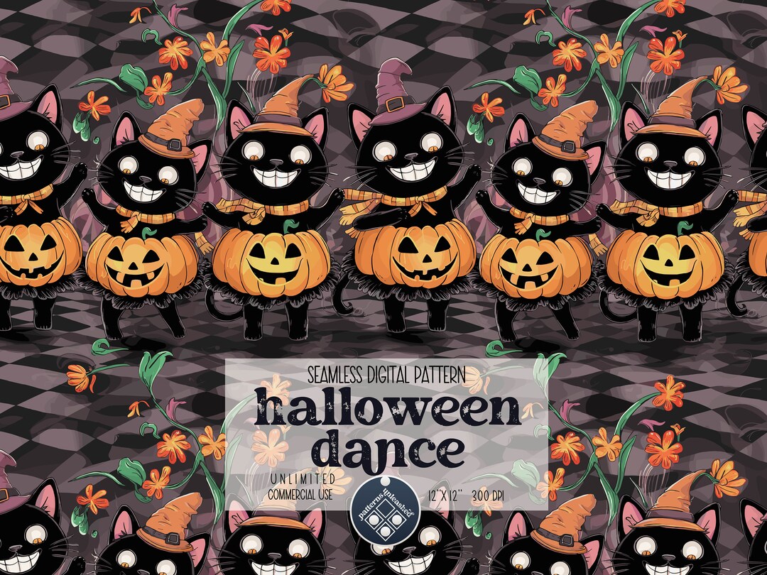 Halloween Dance Digital Paper Seamless Pattern Unlimited Commercial Use ...