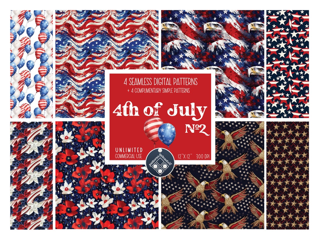Independence Day Digital Paper Seamless Pattern Bundle Unlimited ...