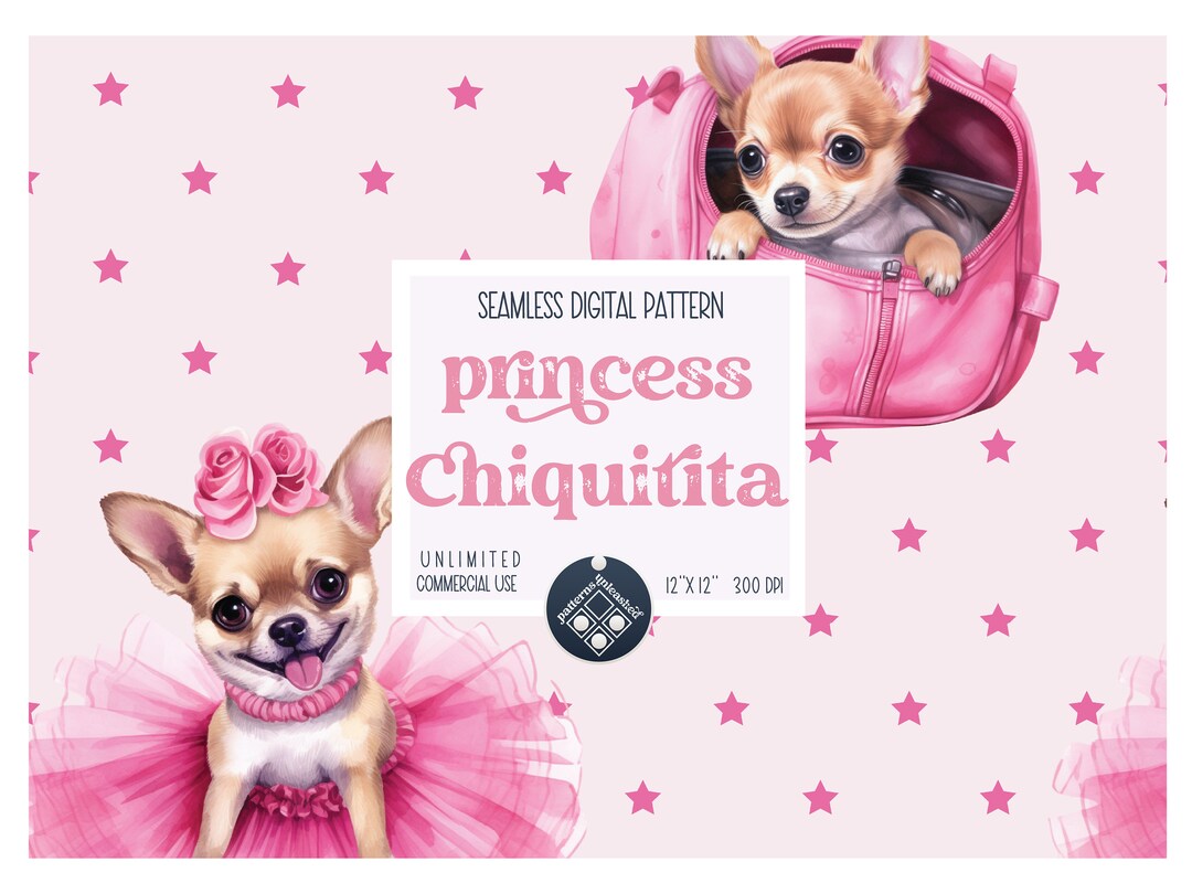 Cute Chihuahua Seamless Pattern Unlimited Commercial Use Digital Print ...