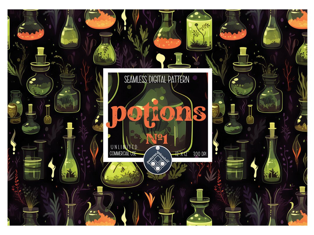 Magic Potions Digital Paper Seamless Pattern Unlimited Commercial Use ...