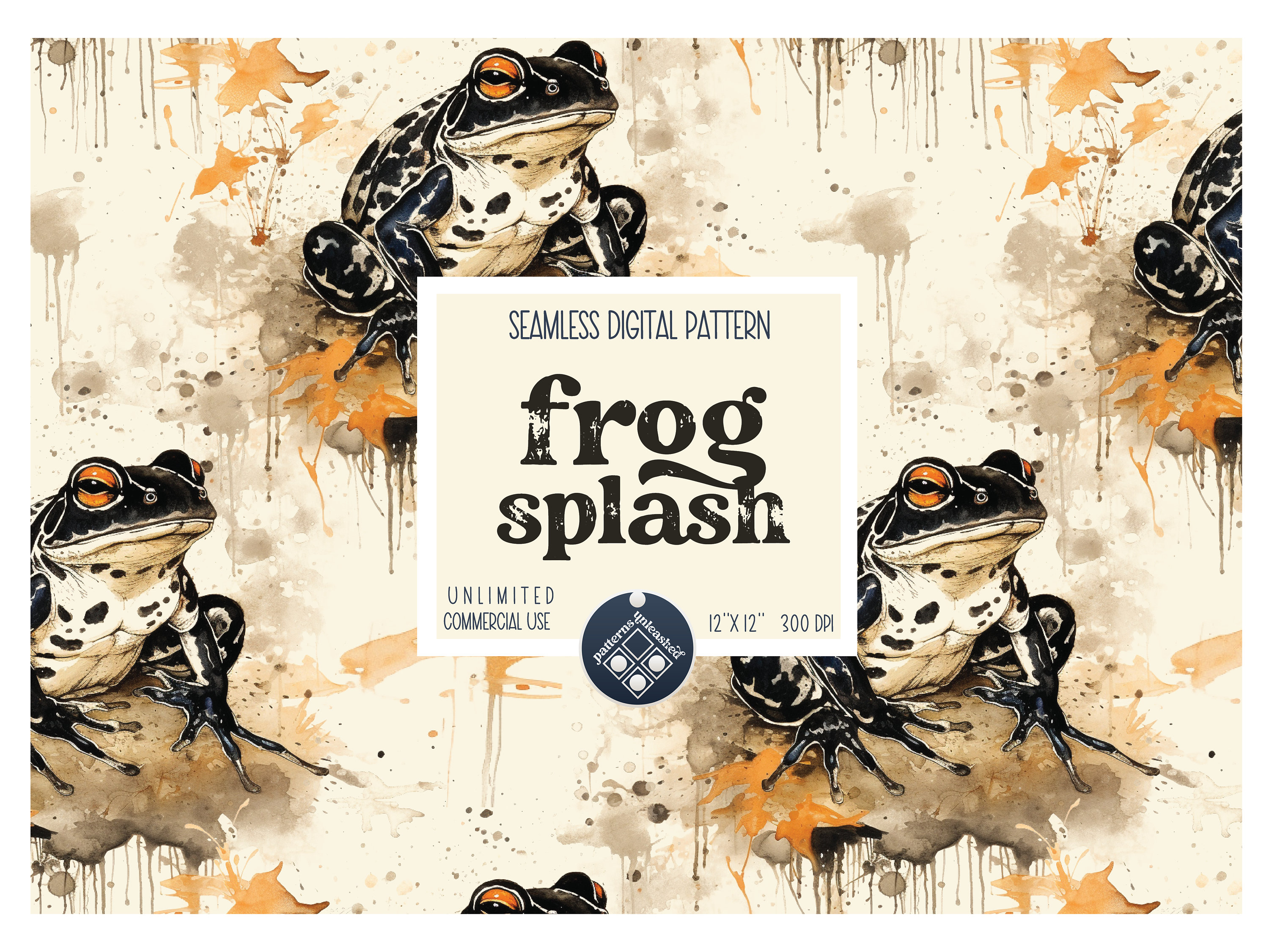 Frog Splash Seamless Pattern Unlimited Commercial Use Digital Print ...