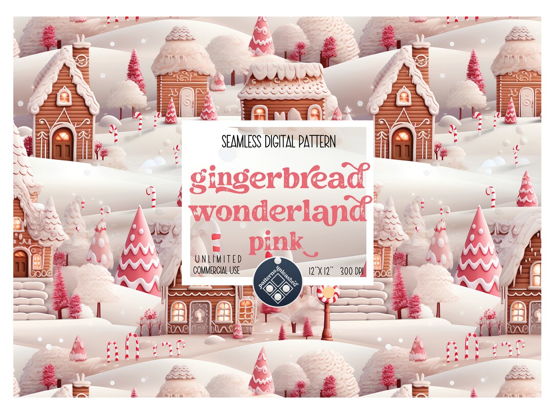 Christmas Gingerbread Wonderland Pink Seamless Pattern Unlimited ...