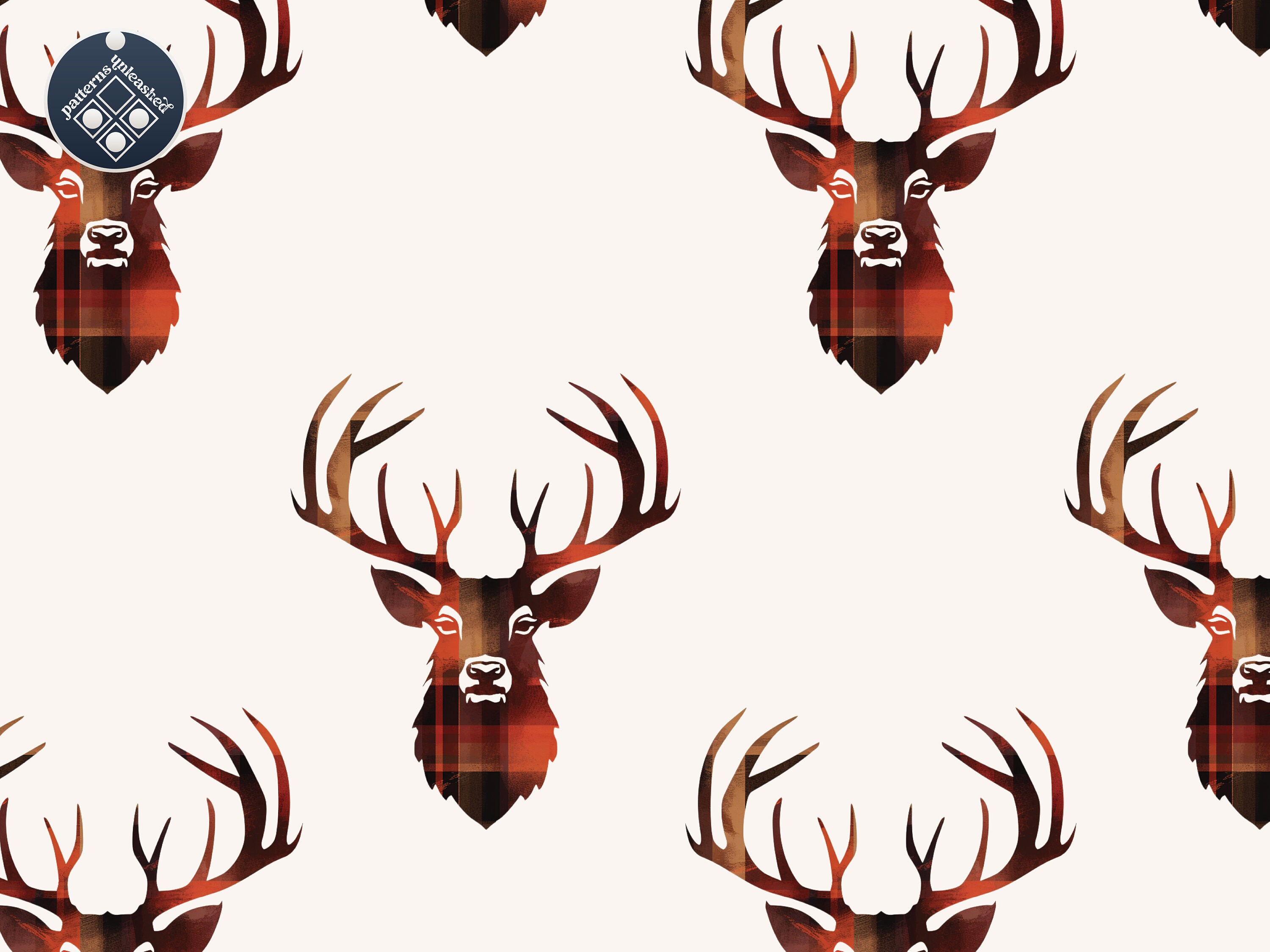Deer Head Seamless Pattern Clipart Set Unlimited Commercial - Etsy