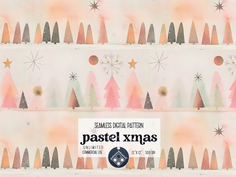 Pastel Christmas Digital Seamless Pattern Unlimited Commercial Use ...