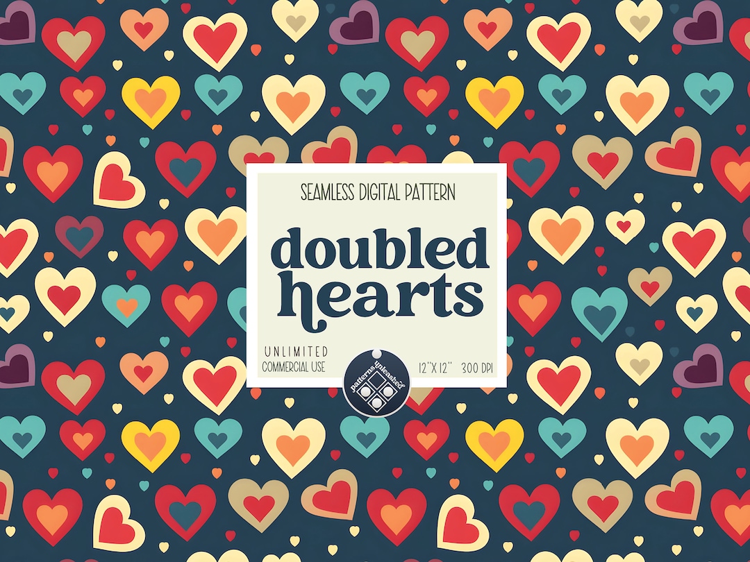 Hearts Doubled in a Seamless Pattern Unlimited Commercial Use Digital ...