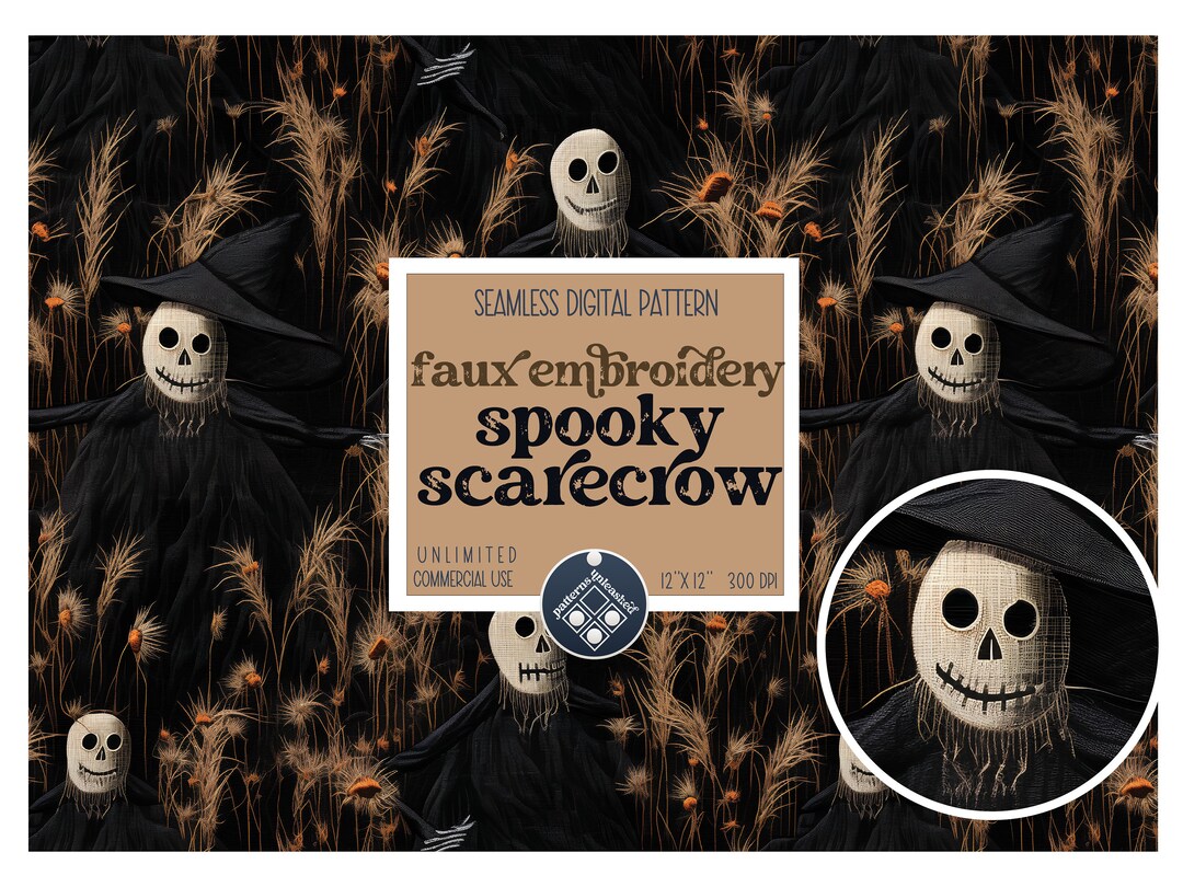 Halloween Scary Scarecrow Digital Paper Seamless Pattern Unlimited ...