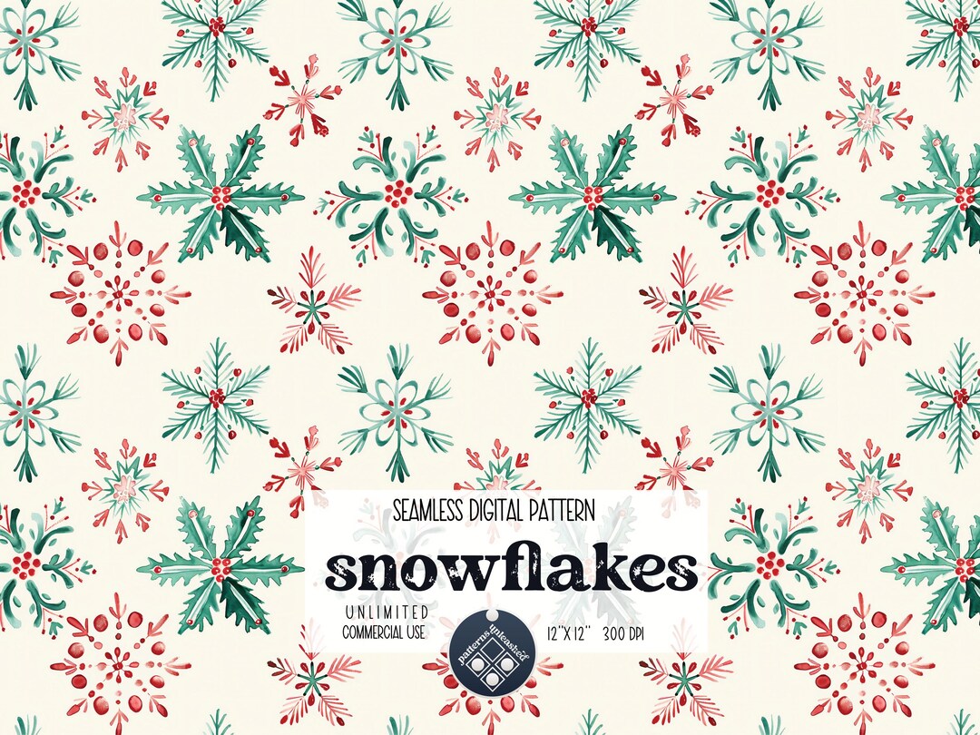Christmas Snowflakes Digital Seamless Pattern Unlimited Commercial Use ...