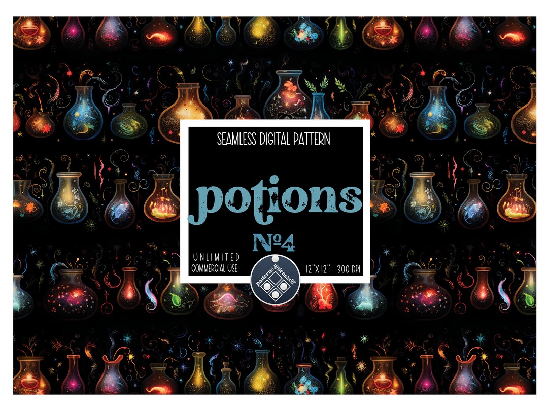 Magic Potions Digital Paper Seamless Pattern Unlimited Commercial Use ...