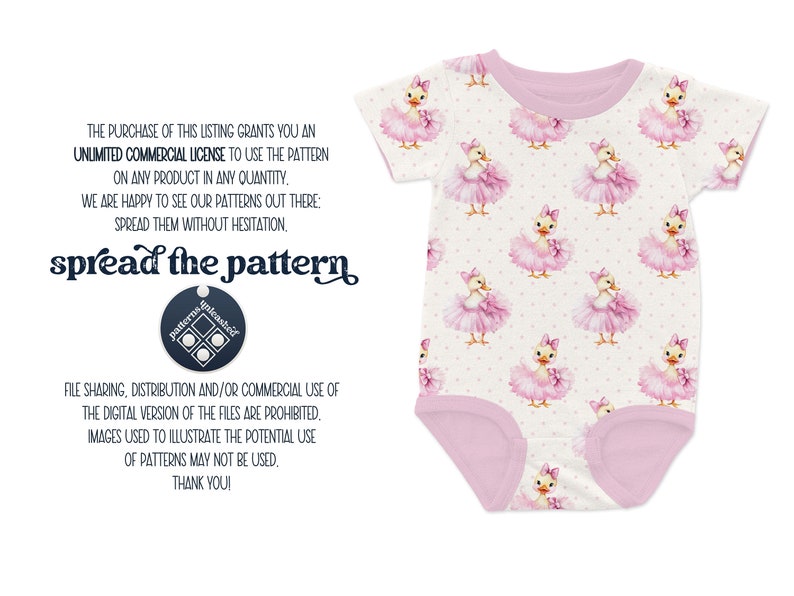 Cute Ducks in Tutus Seamless Pattern Unlimited Commercial Use Digital ...