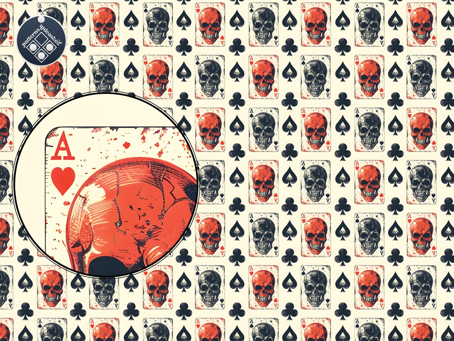 Skull Cards Seamless Pattern Unlimited Commercial Use Digital Print ...