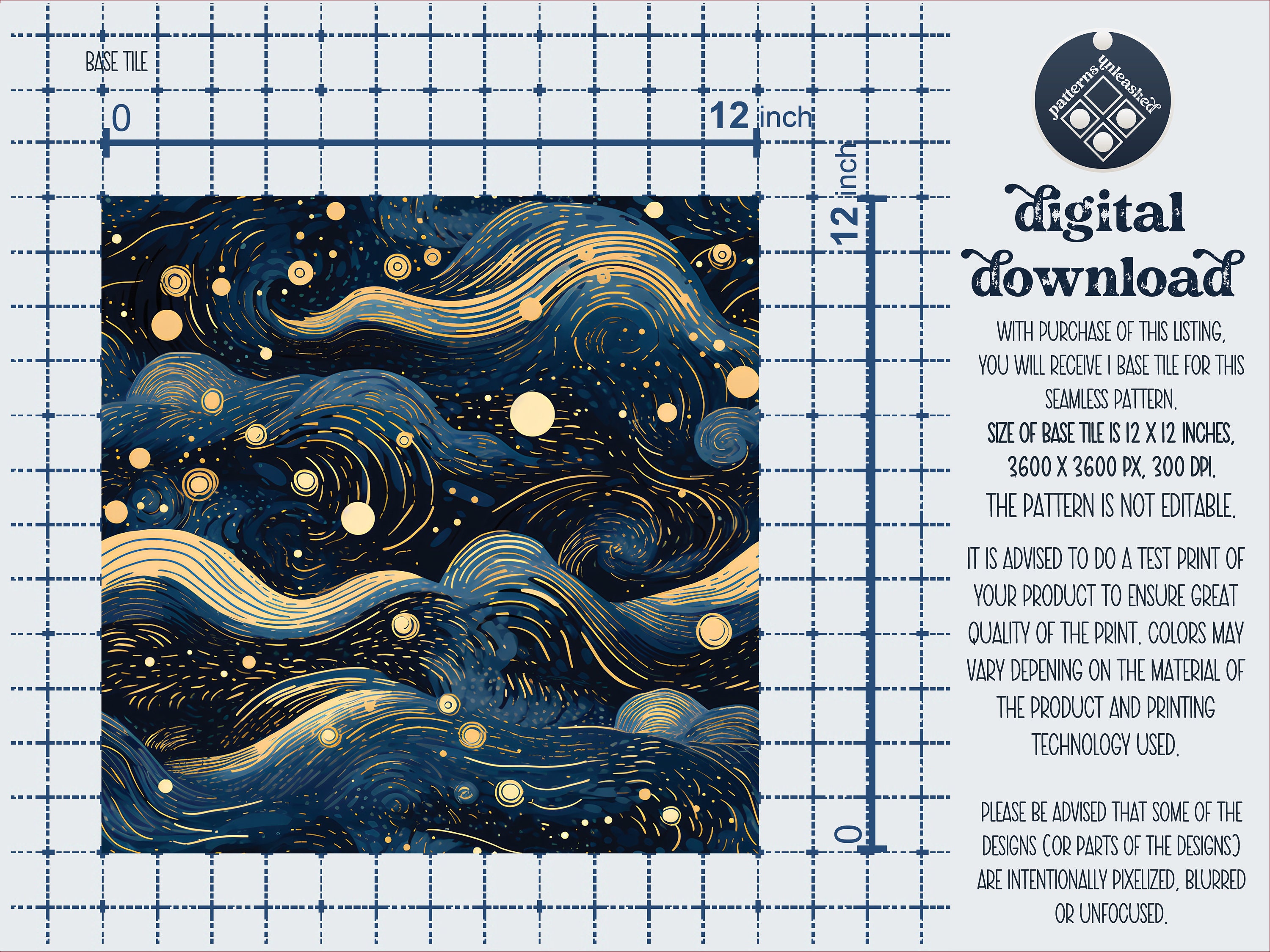 Starry Sky Seamless Pattern Unlimited Commercial Use Digital Print File ...