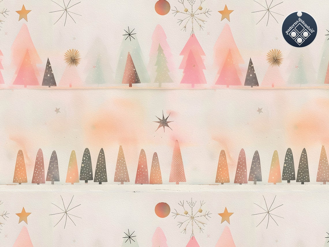 Pastel Christmas Digital Seamless Pattern Unlimited Commercial Use ...