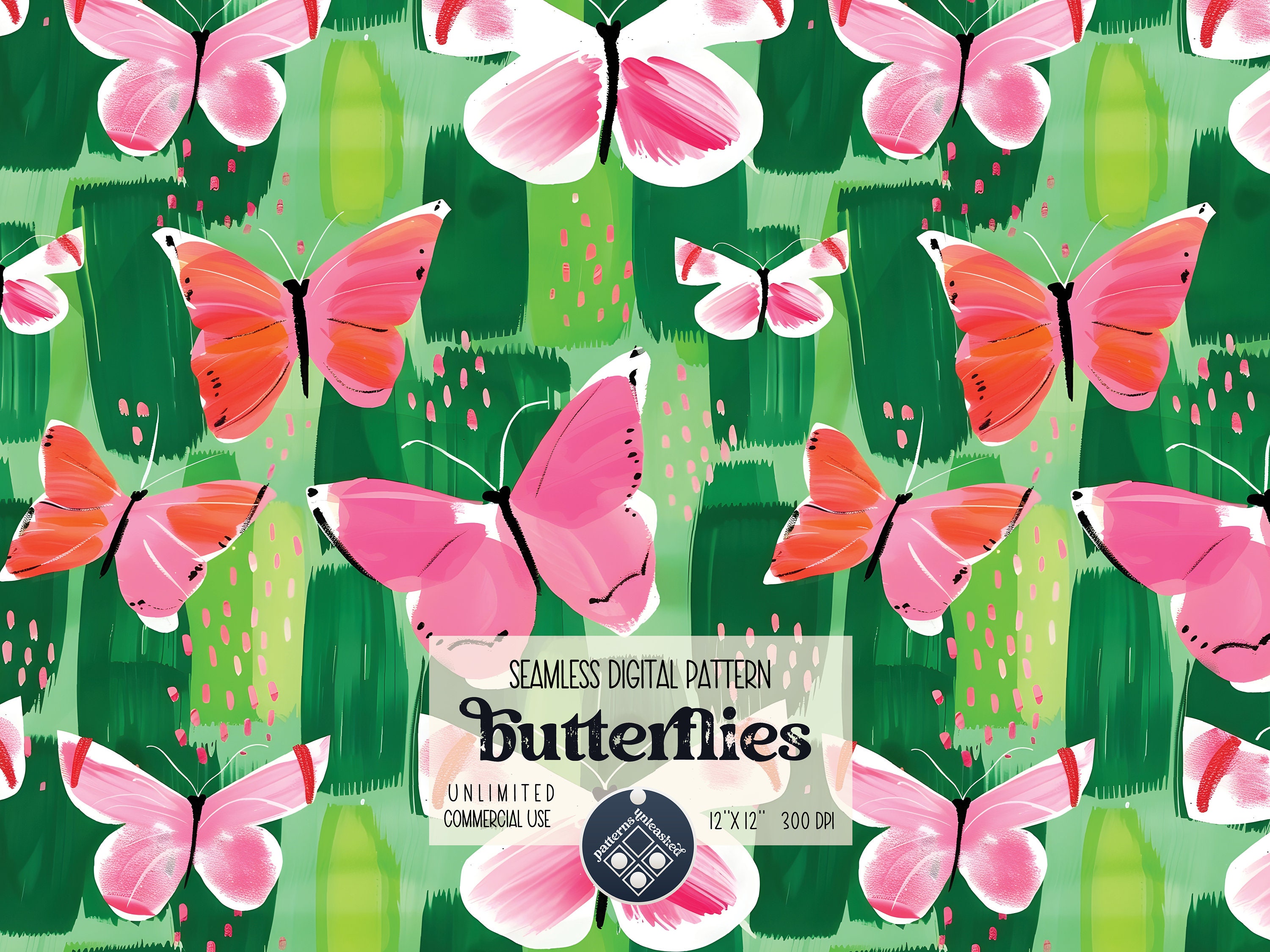 Butterflies Digital Seamless Pattern Unlimited Commercial Use Digital ...