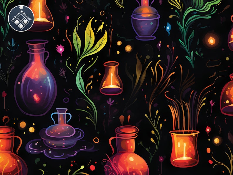 Magic Potions Digital Paper Seamless Pattern Unlimited Commercial Use ...