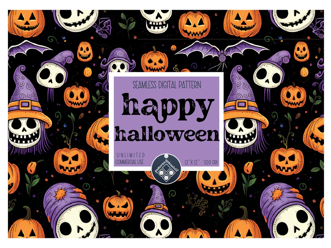 Happy Halloween Digital Paper Seamless Pattern Unlimited Commercial Use ...