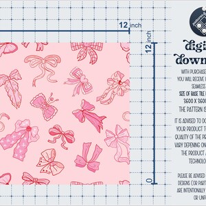Pink Bows Digital Seamless Pattern Unlimited Commercial Use Print File ...