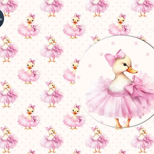 Cute Ducks in Tutus Seamless Pattern Unlimited Commercial Use Digital ...