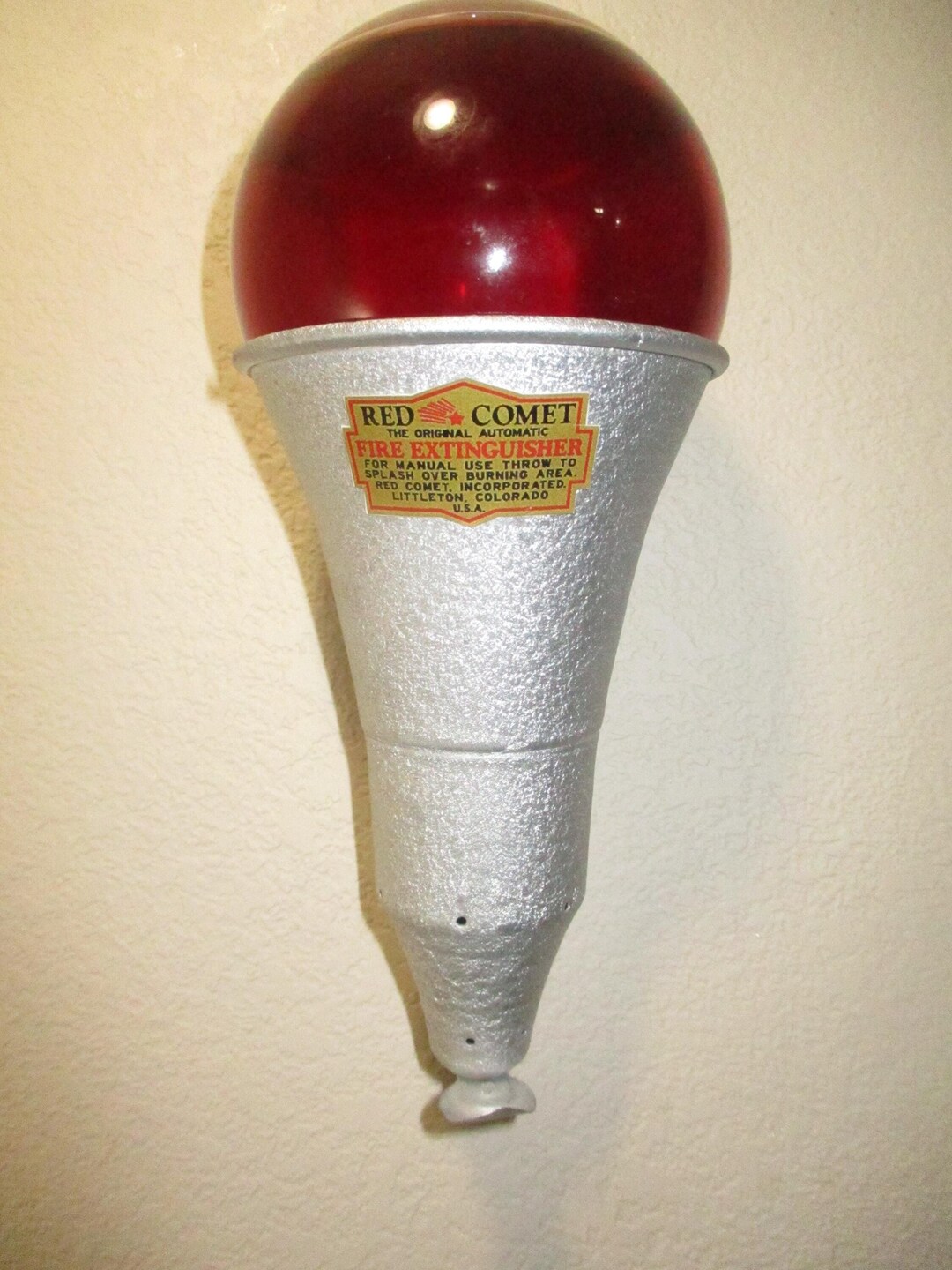 Vintage Red Comet Fire Grenade With Wall Mount Holder - Etsy