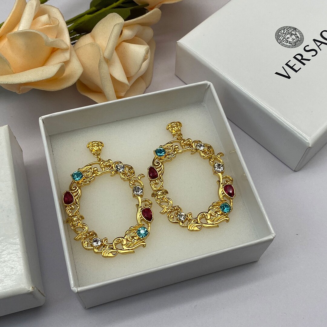 Vintage Versace Dangle Drop Medusa Earrings - Etsy