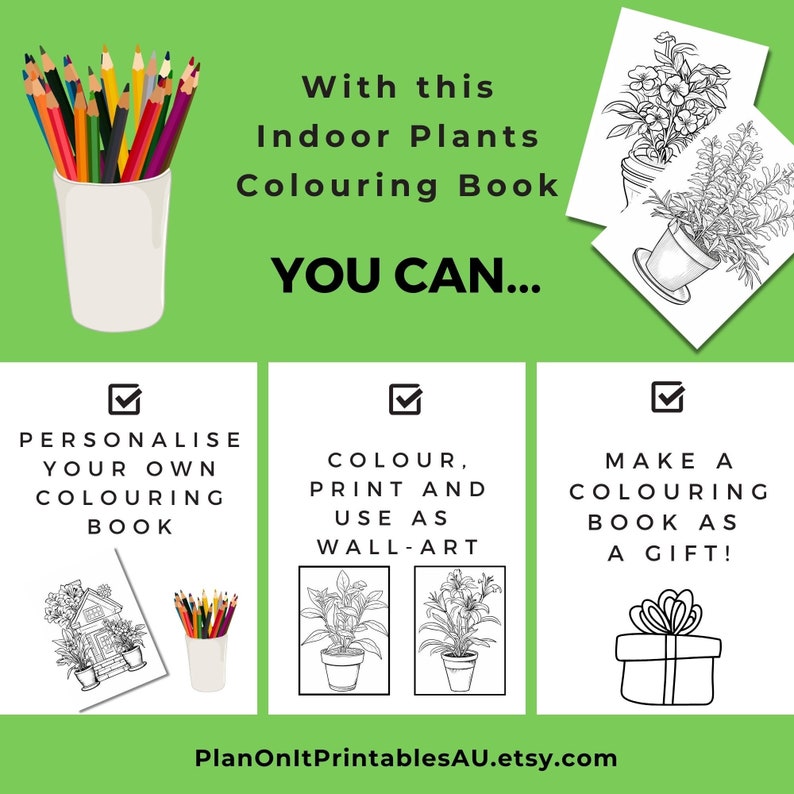 24-page Printable Plants Coloring Book for Adults, Indoor Plants ...