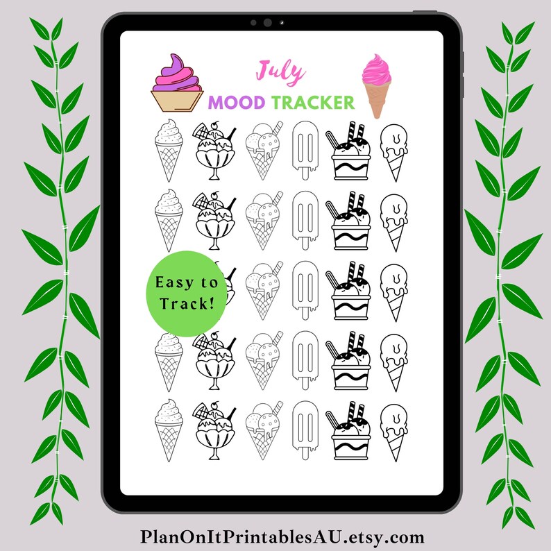 July Mood Tracker, Easy Mood Tracker, Daily, Weekly and Monthly Journal ...