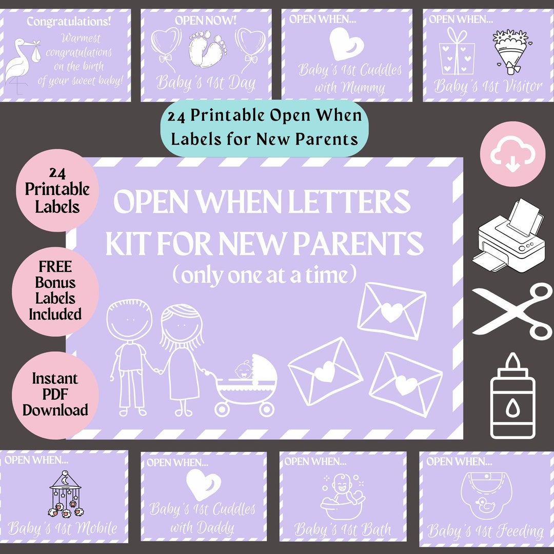 Open When Envelopes New Parents: 24 Printable Open When Letters, New ...