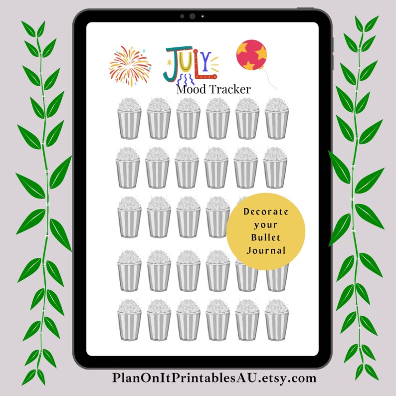 July Mood Tracker: Easy Mood Tracker Daily Weekly and - Etsy