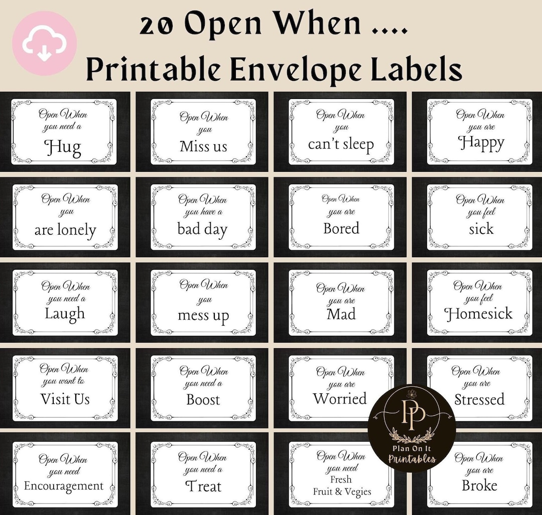 20 Open When Envelopes College Student, Printable Open When Letters ...