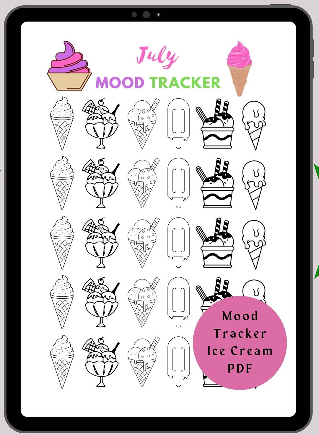 July Mood Tracker, Easy Mood Tracker, Daily, Weekly and Monthly Journal ...