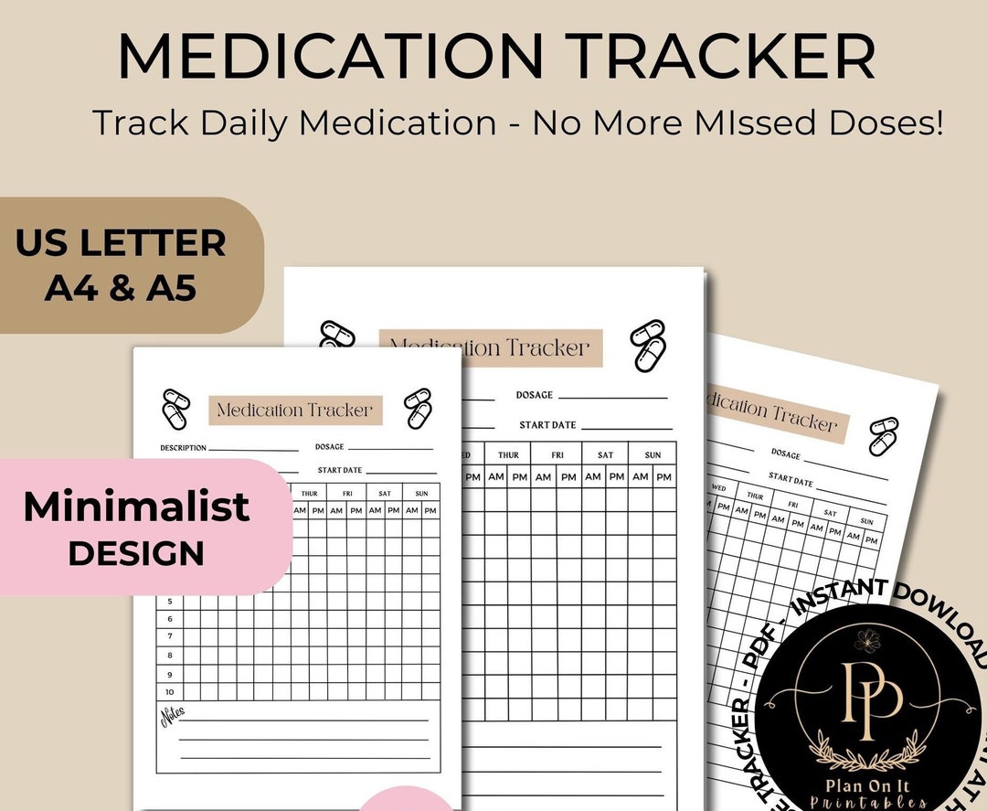 Medication Tracker List, Weekly Medication Log, Medication Schedule ...