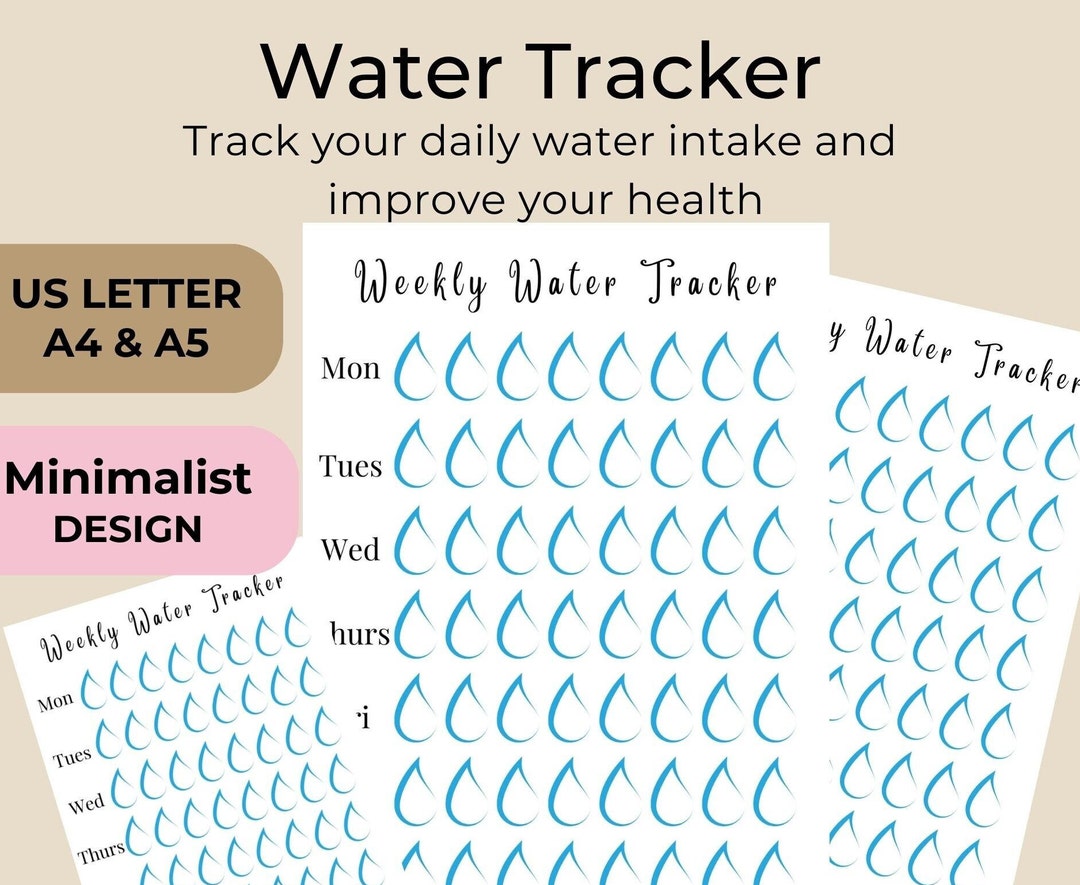 Water Tracker Printable, Water Intake Tracker, Water Intake Chart ...