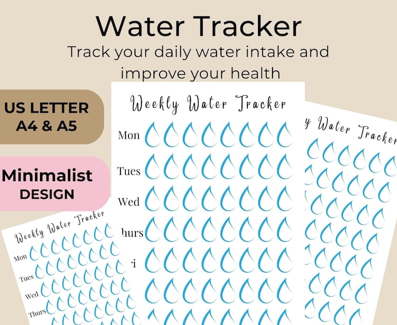 Water Tracker Printable, Water Intake Tracker, Water Intake Chart ...