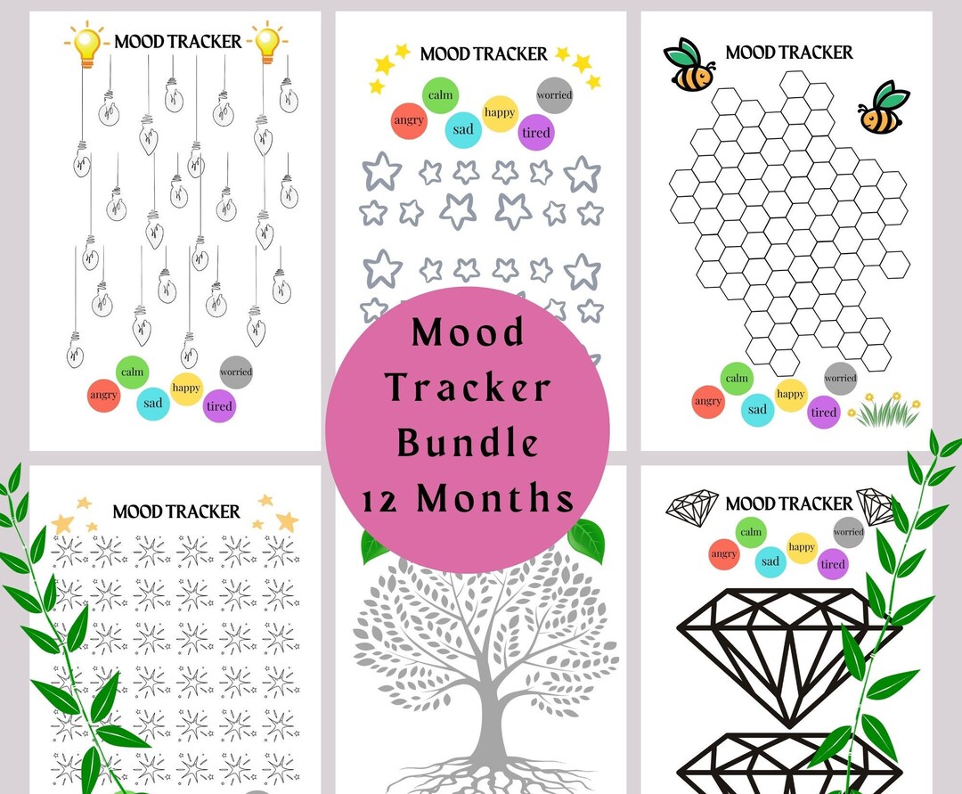 Mood Tracker Bundle 12 Months Bipolar Mood Tracker Journal - Etsy
