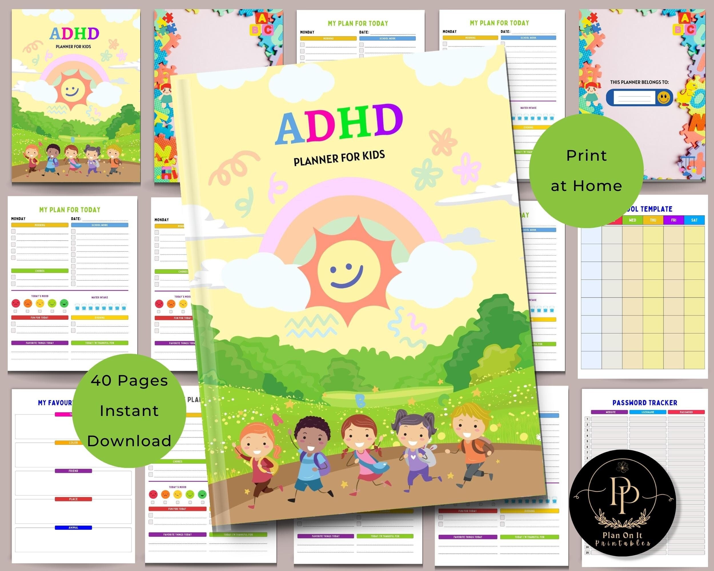 ADHD Planner Printable Workbook for Kids Mental Health ADHD - Etsy