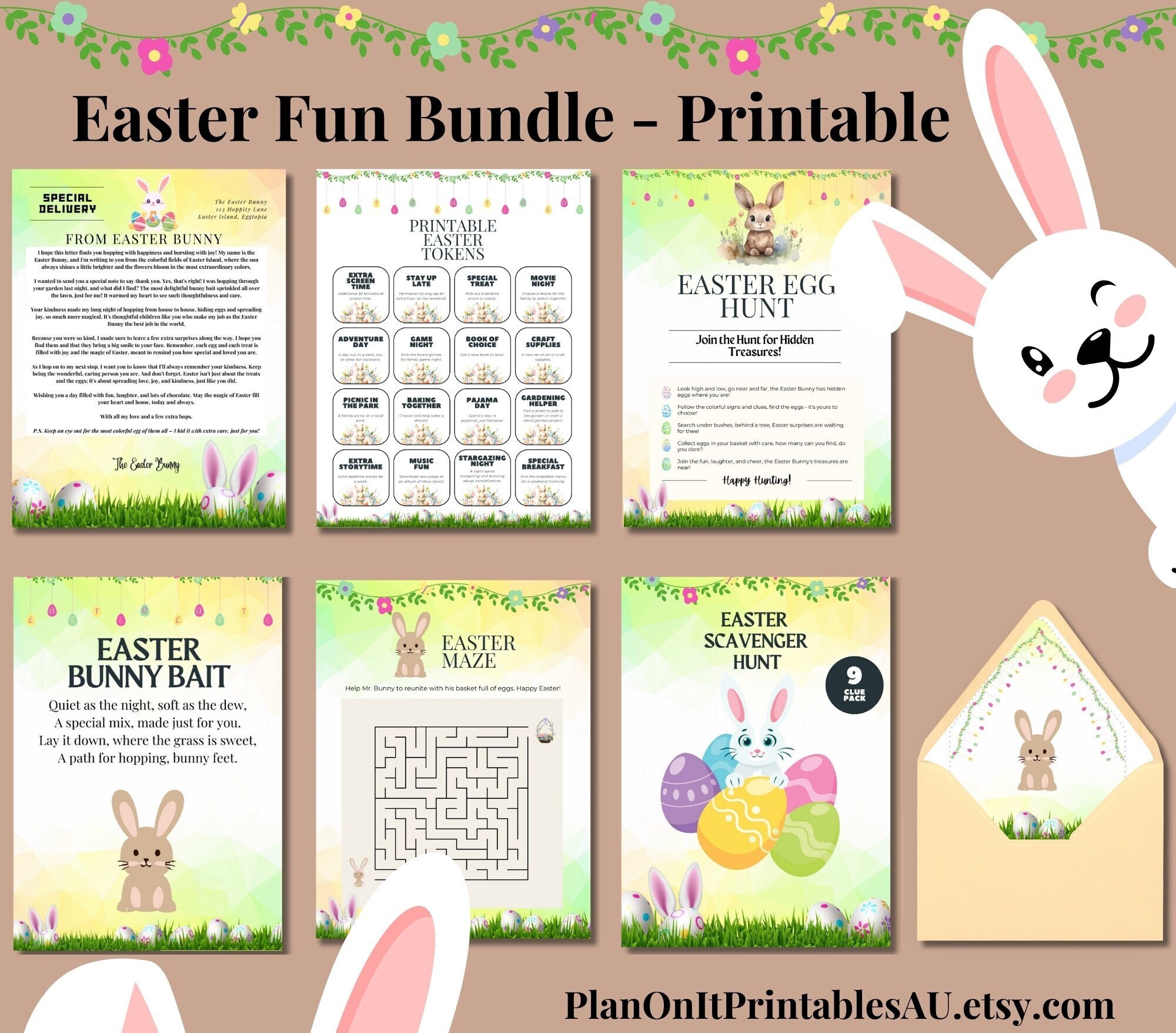 Happy Easter Printable Kids Bundle, Fun Activities With Bunny Food ...