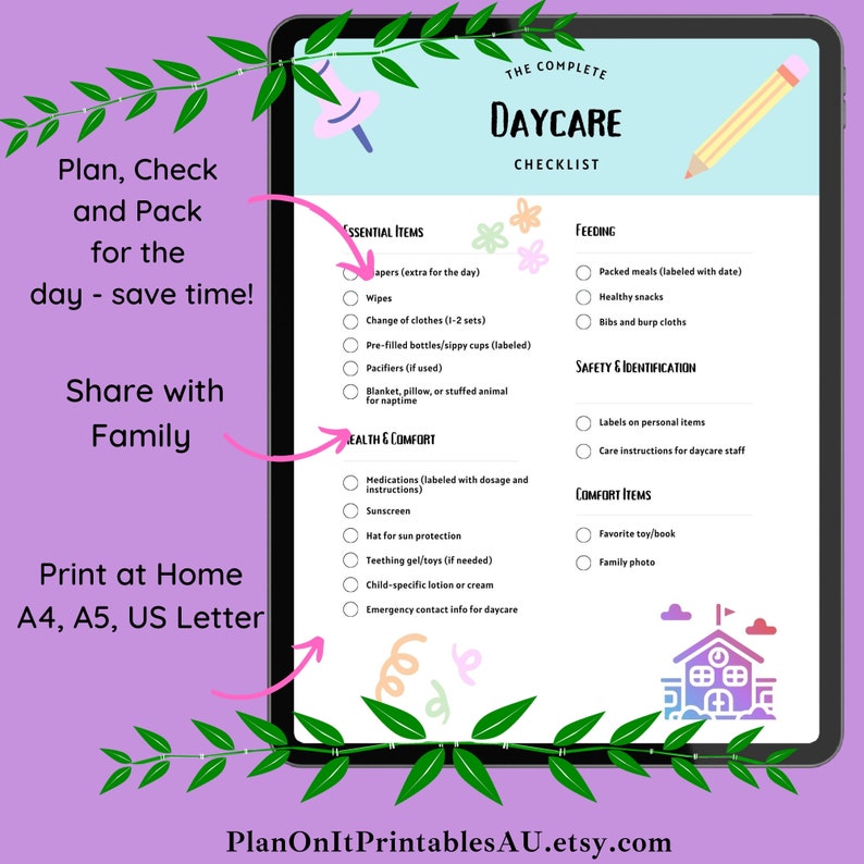 Daycare Checklist Daycare Routine Childcare Planning Childcare Essentials Daily Childcare ...