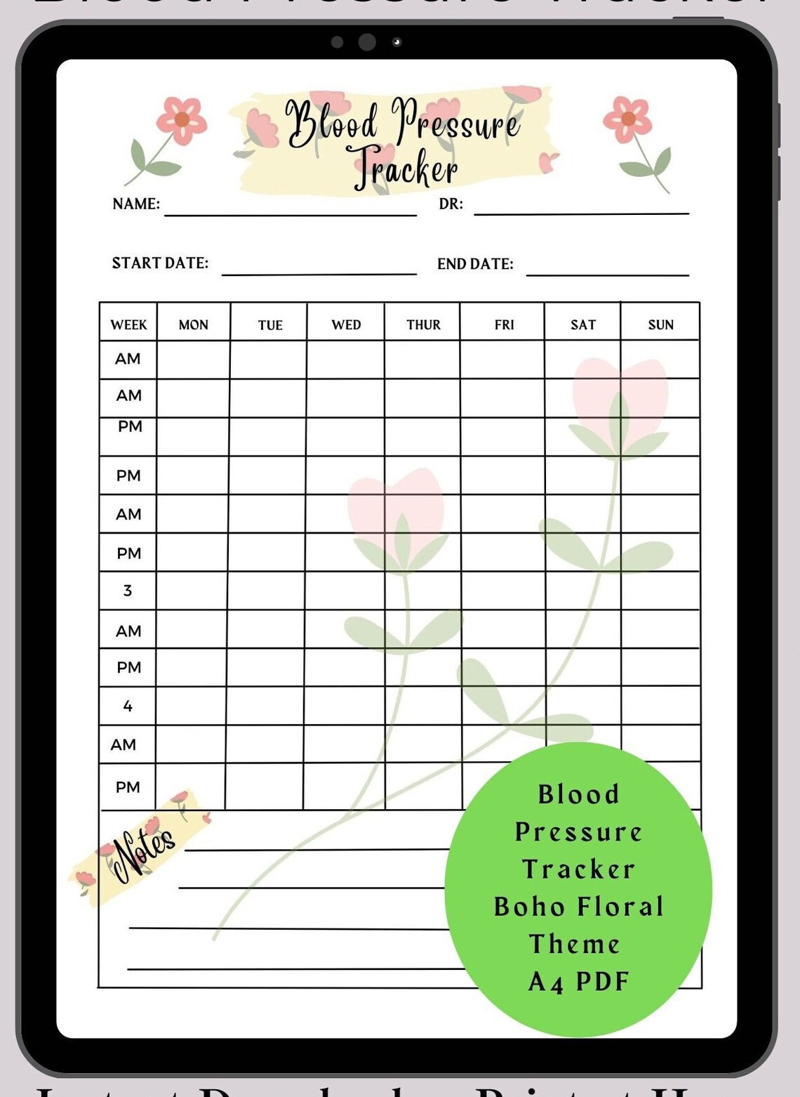Blood Pressure Tracker Blood Pressure Logbook Printable BP - Etsy