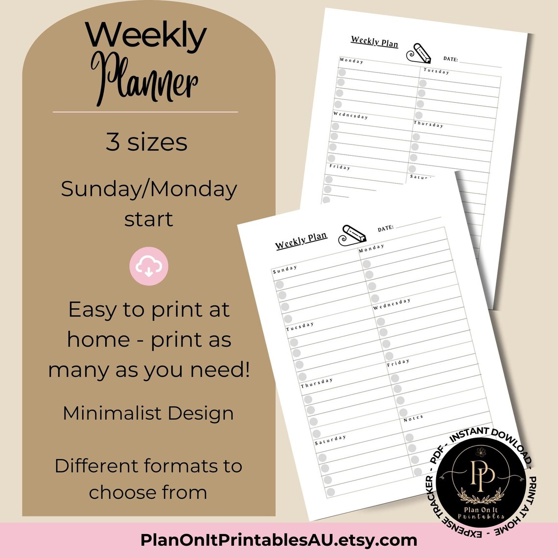 Weekly Planner Printable to Do List, 16page Minimal Weekly Schedule ...