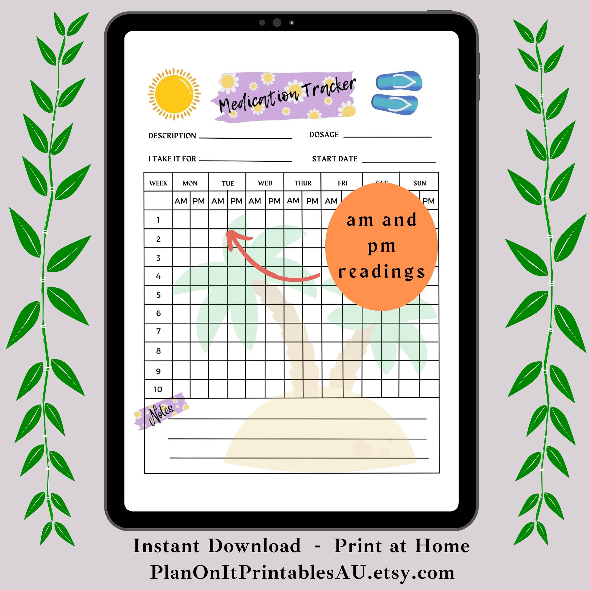 Medication Tracker for Kids Printable, Daily Medication Sheet, Kids ...