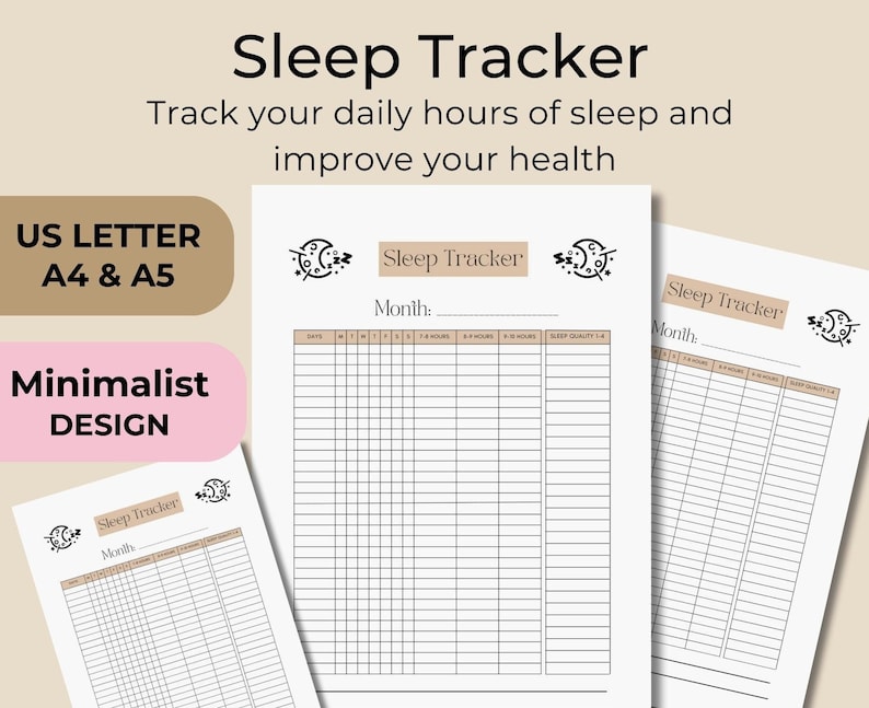 Sleep Tracker Printable, Sleep Tracking Chart, Sleep Log Template ...