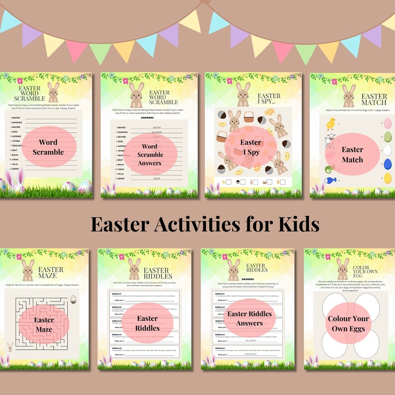 Happy Easter Printable Kids Bundle, Fun Activities With Bunny Food ...