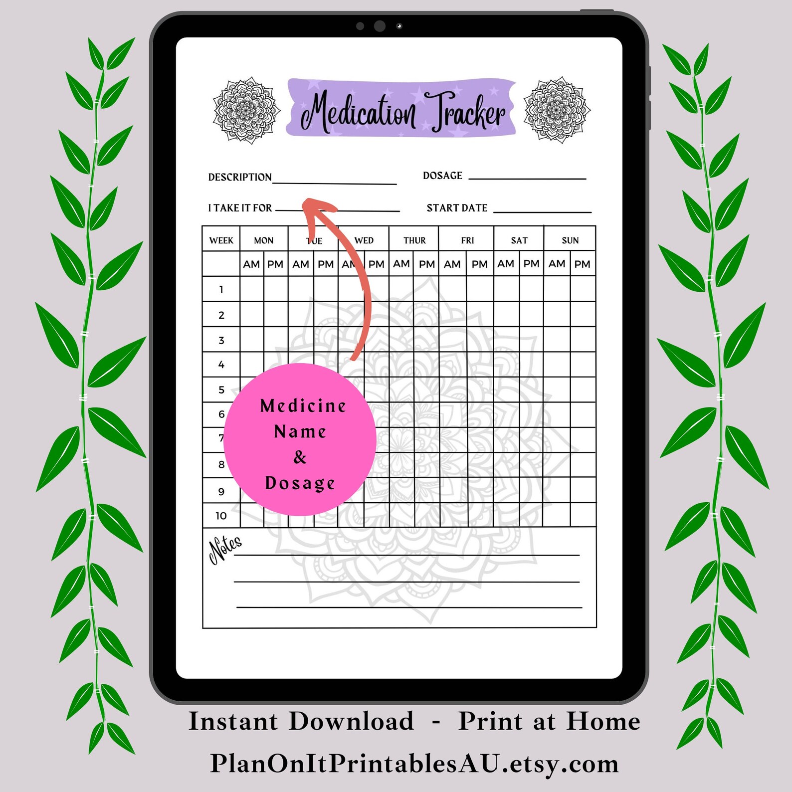 Medication Tracker Kids Printable, Daily Medication Sheet, Medicine ...