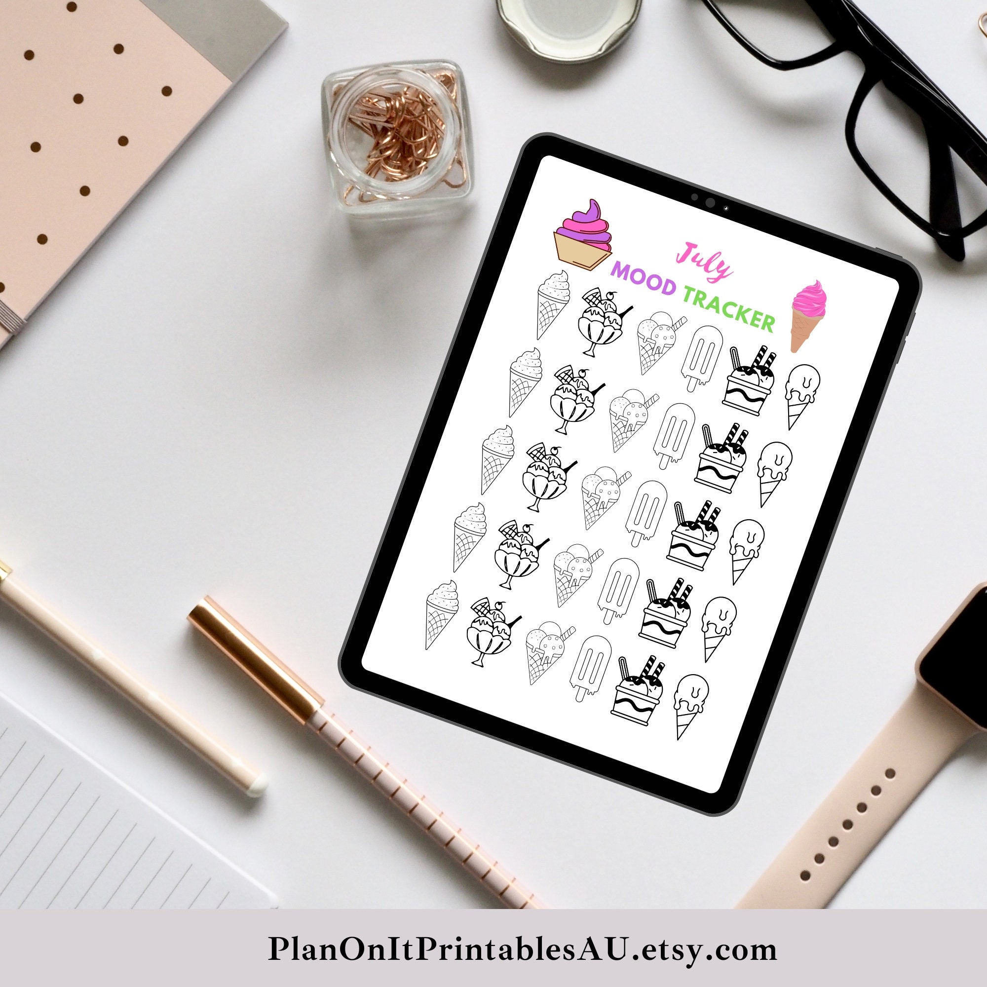 July Mood Tracker, Easy Mood Tracker, Daily, Weekly and Monthly Journal ...
