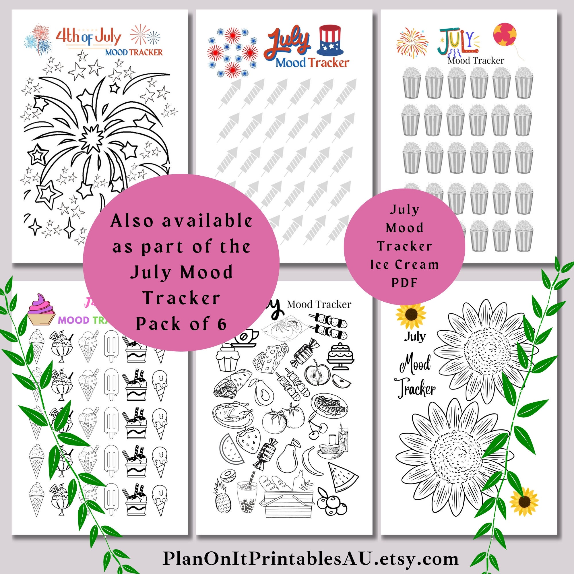 July Mood Tracker, Easy Mood Tracker, Daily, Weekly and Monthly Journal ...