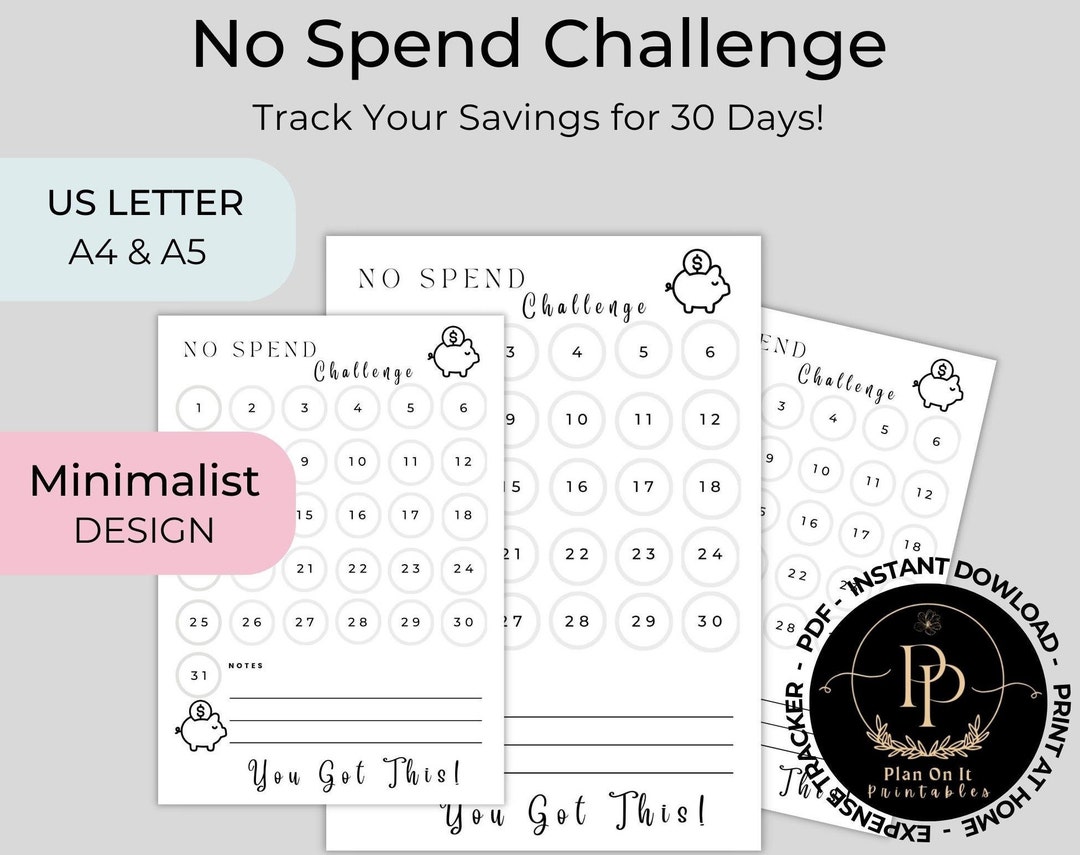30-day No Spend Challenge, 30 Day Savings Challenge, Saving Challenge ...