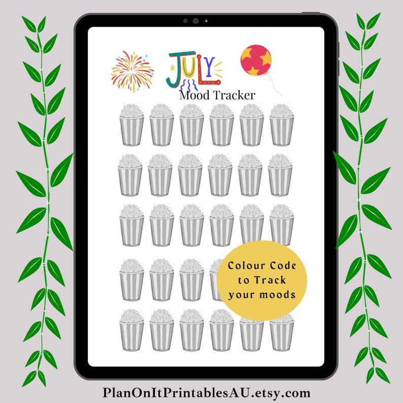 July Mood Tracker: Easy Mood Tracker Daily Weekly and - Etsy