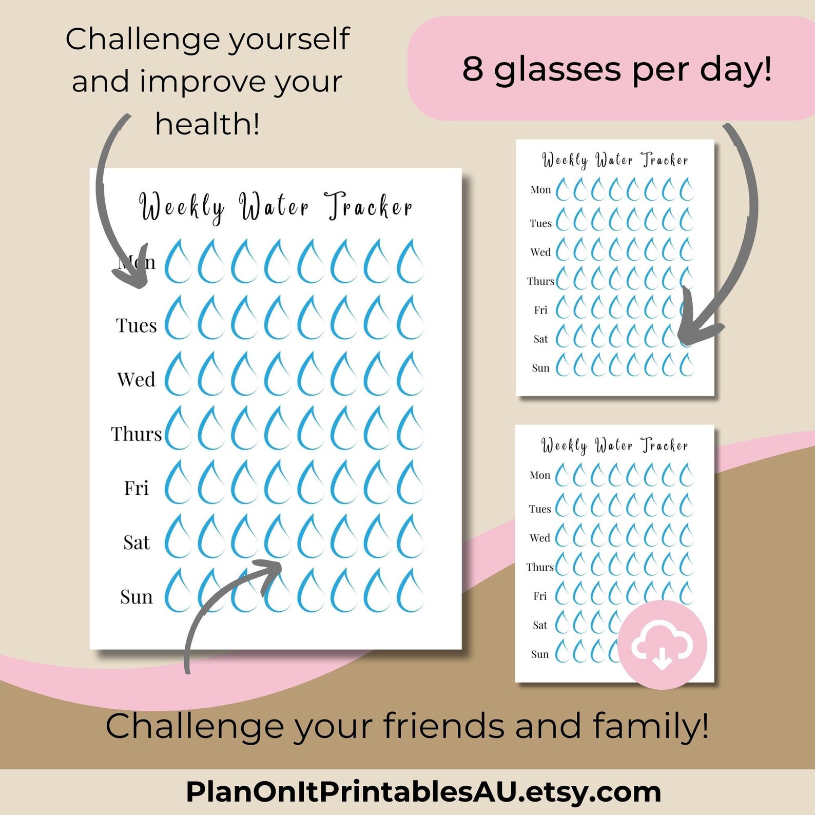 Water Tracker Printable, Water Intake Tracker, Water Intake Chart ...