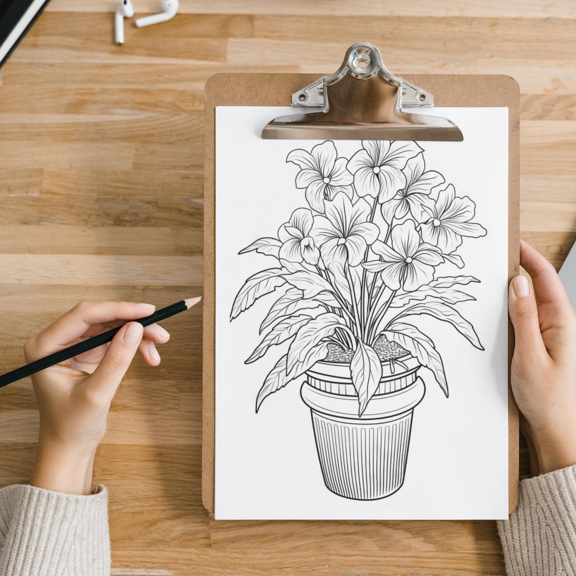 24-page Printable Plants Coloring Book for Adults, Indoor Plants ...
