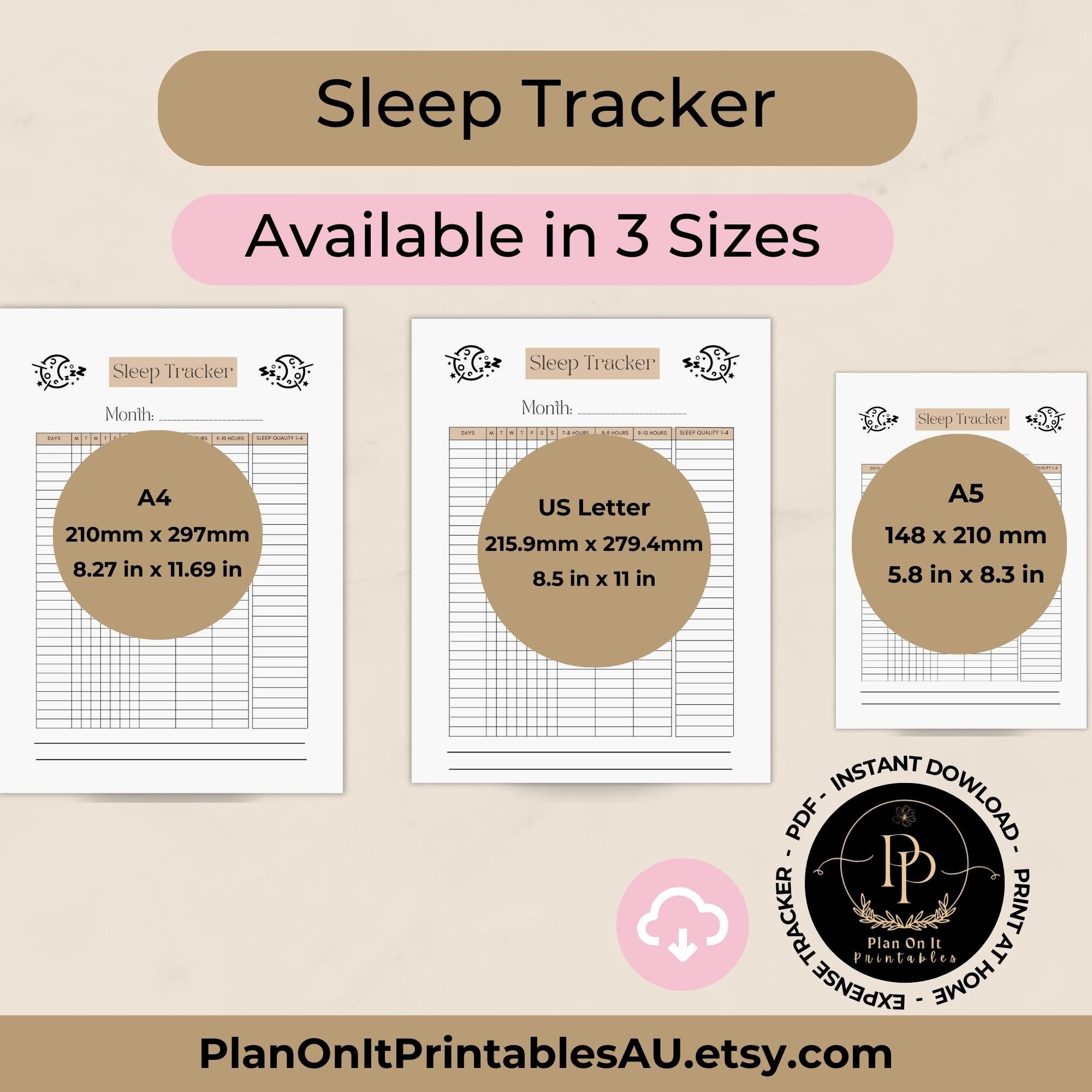 Sleep Tracker Printable, Sleep Tracking Chart, Sleep Log Template ...