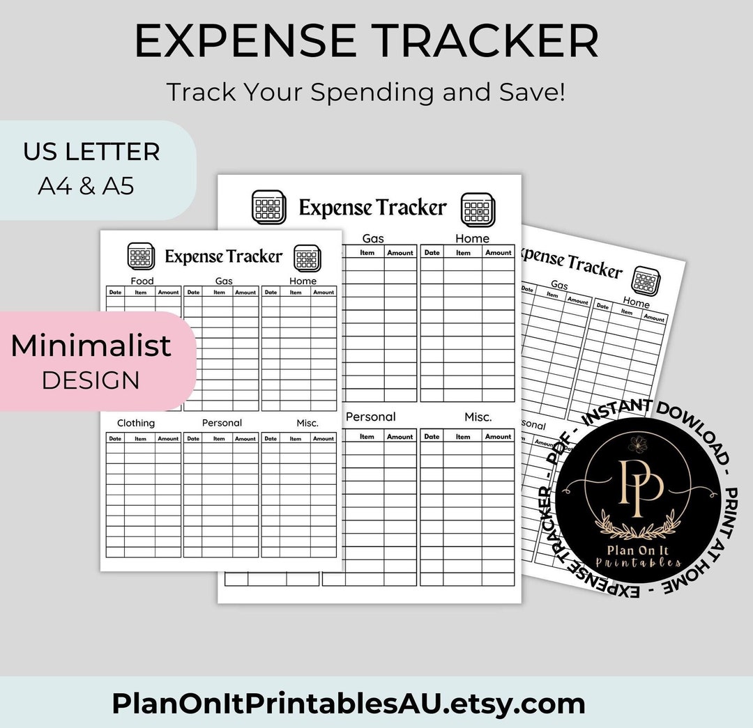 Expense Tracker Printable Insert A5 A4 US Letter Spending Log Template ...